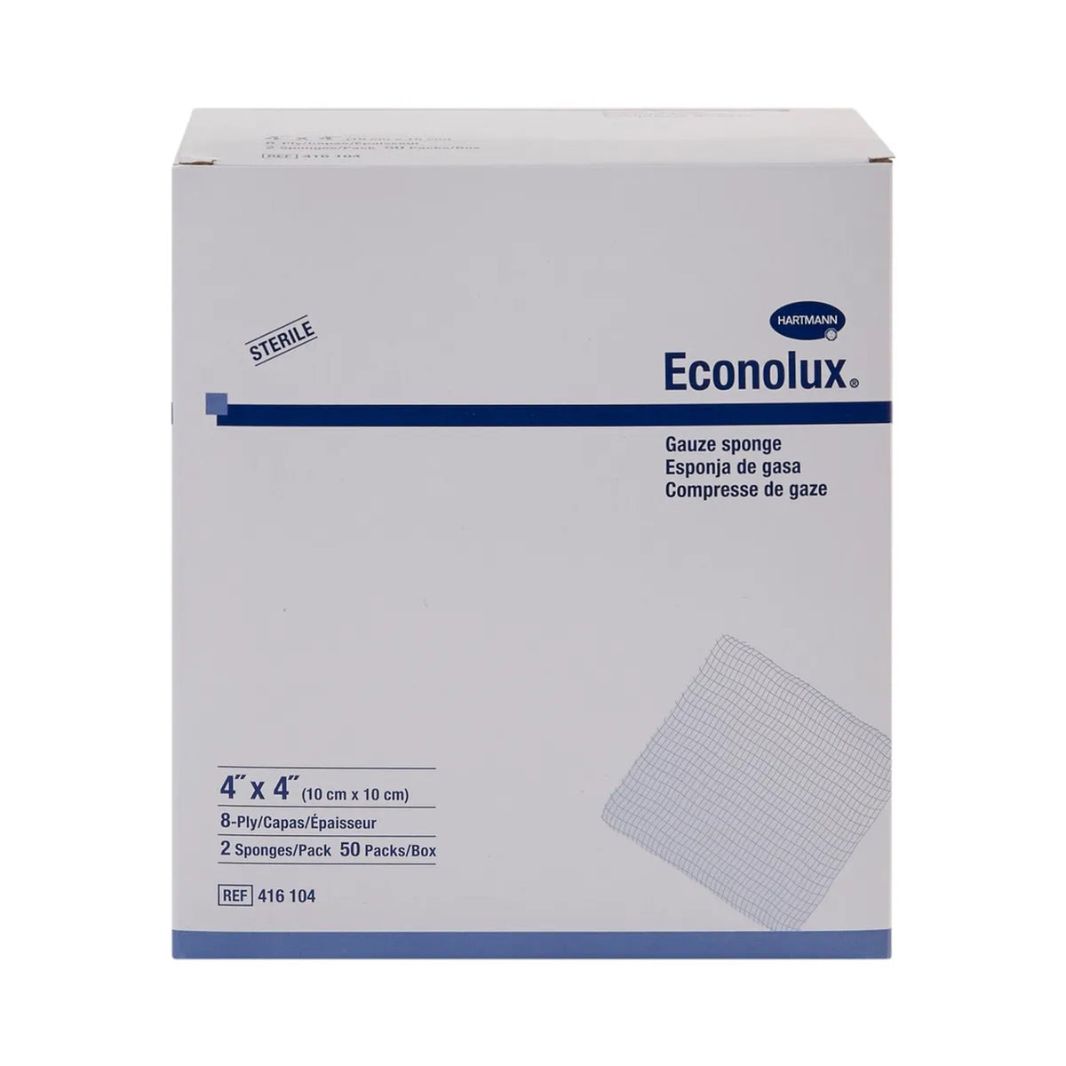 Econolux Gauze, 4" x 4", Sterile 2's, 8-ply – Save Rite Medical