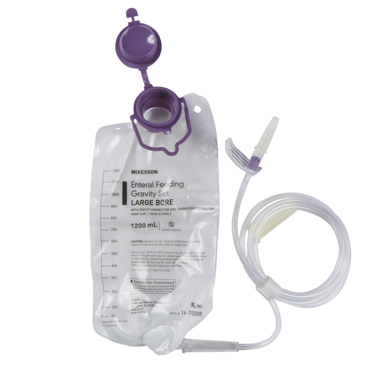 AMSure Enteral Feeding Gravity Set, 1200mL Bag, Large Bore Tubing, Wit ...