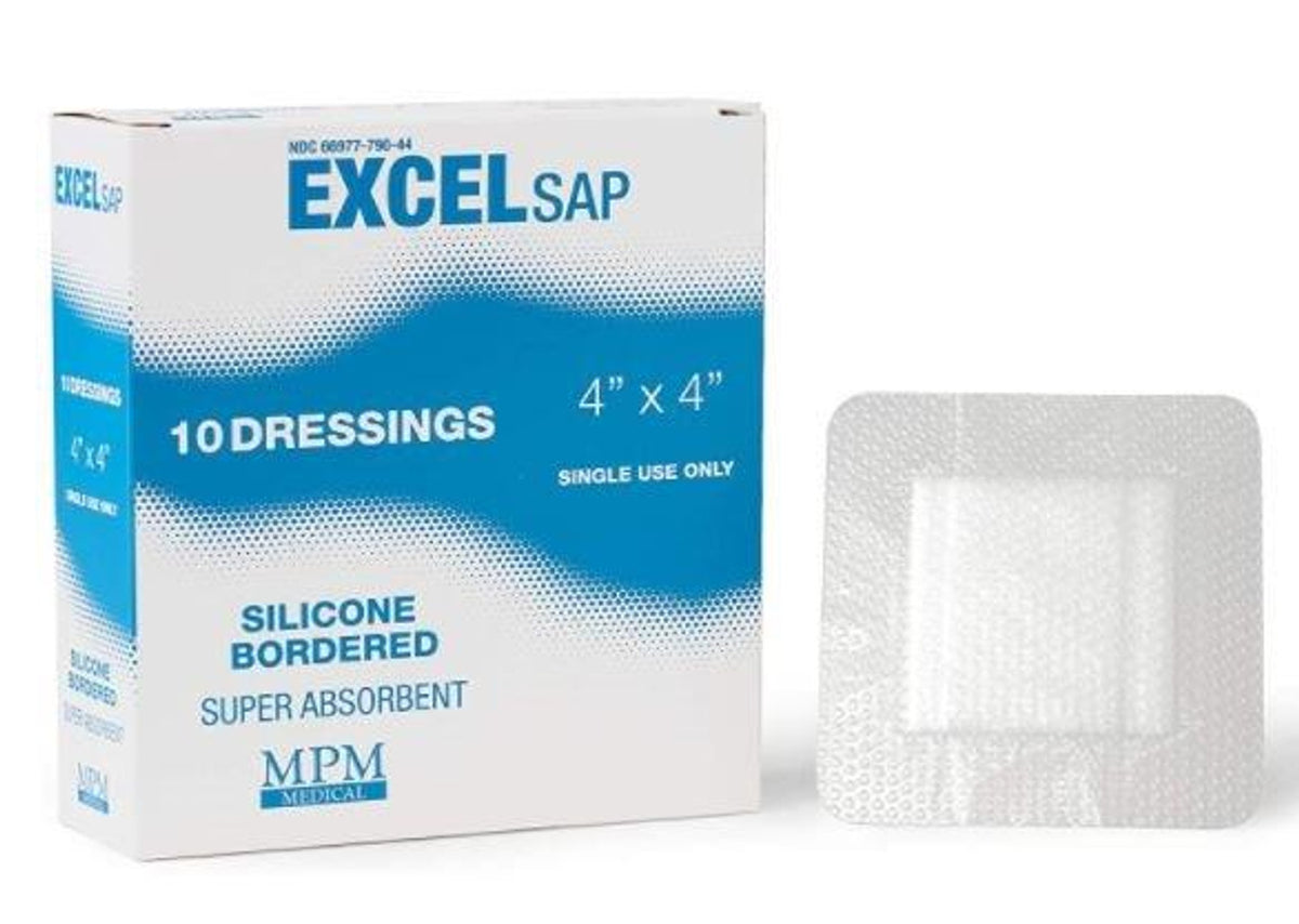 Excel SAP Super Absorbent Dressing with Silicone Border, 4" x 4" – Save ...