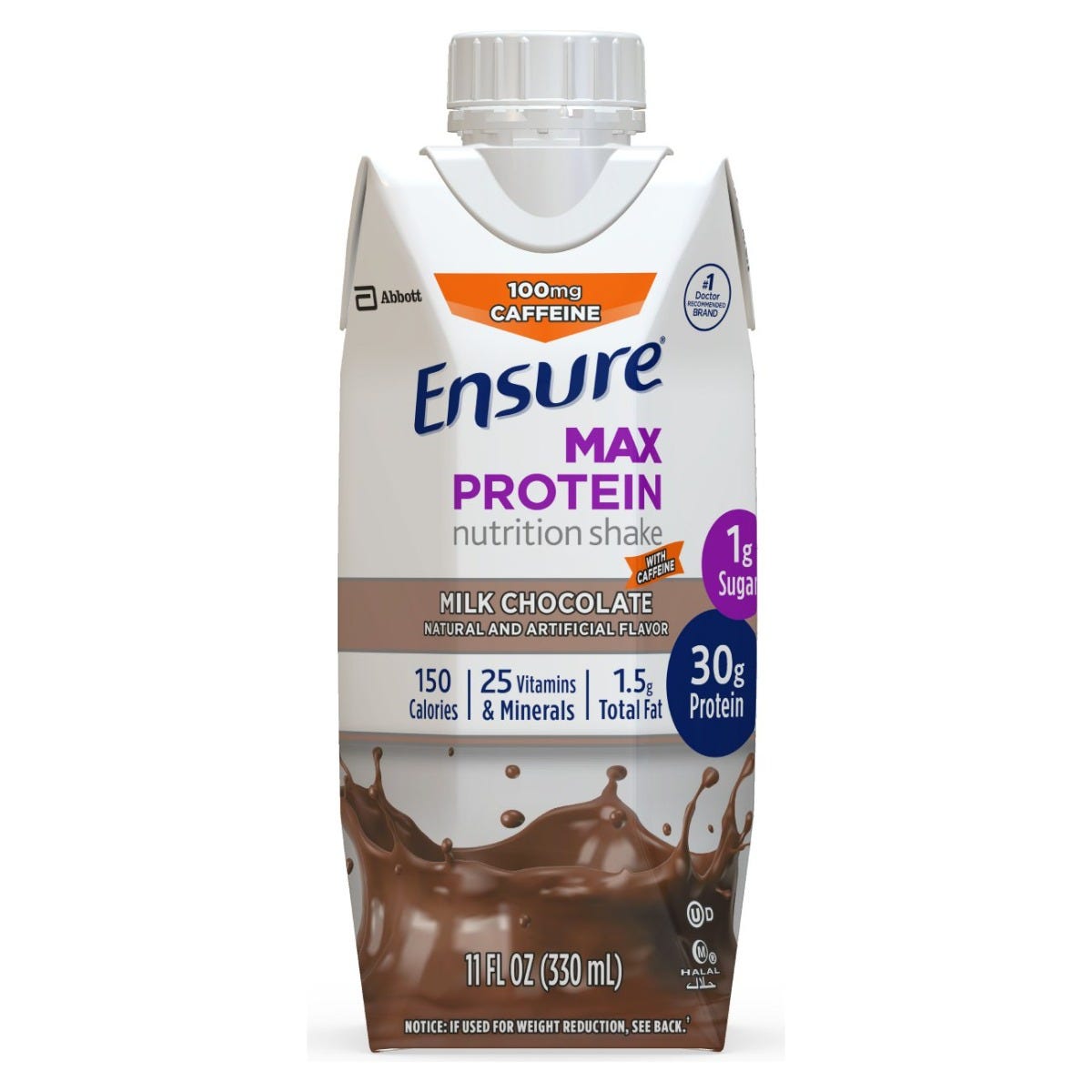 Ensure Max Protein, Milk Chocolate With Caffeine, Ready-to-Drink, 11 o ...