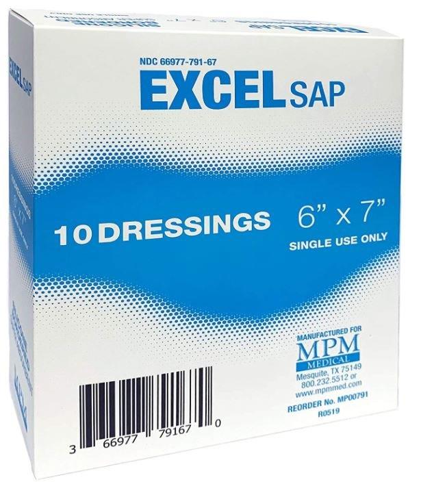 Excel SAP Super Absorbent Dressing with Silicone Border, 6" x 7 ...