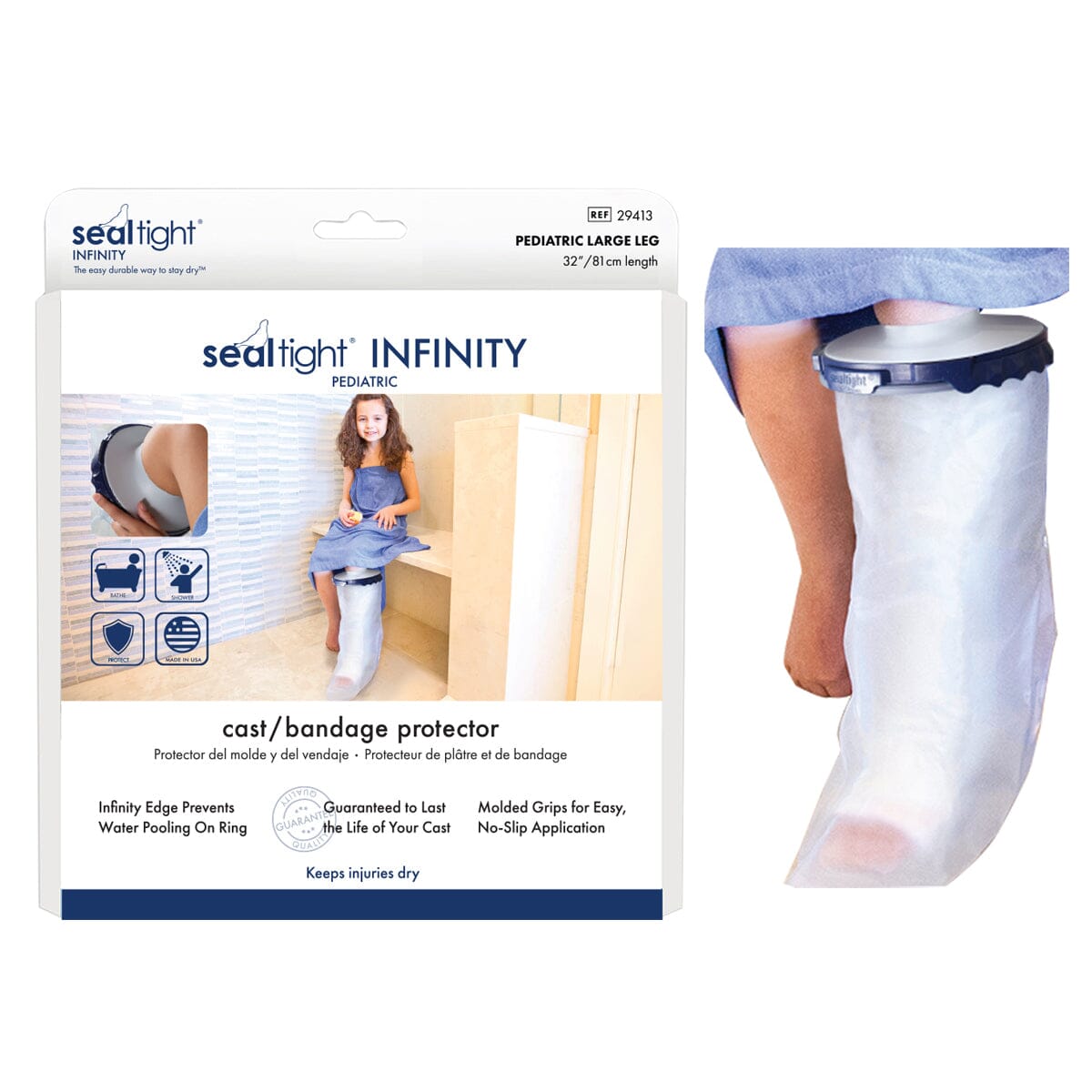Brownmed Seal-Tight® Infinity Cast Protector, Pediatric, 32" Large Leg ...