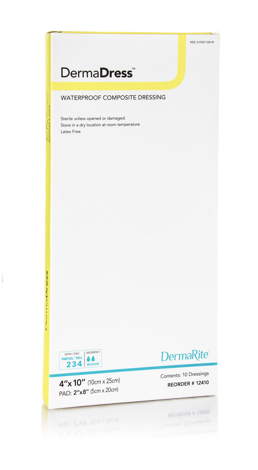 DermaDress Waterproof Composite Dressing, 4" x 10"