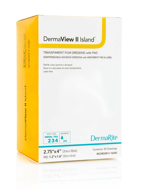 DermaView II Island Transparent Film Wound Dressing, 2.75" x 4" – Save Rite Medical