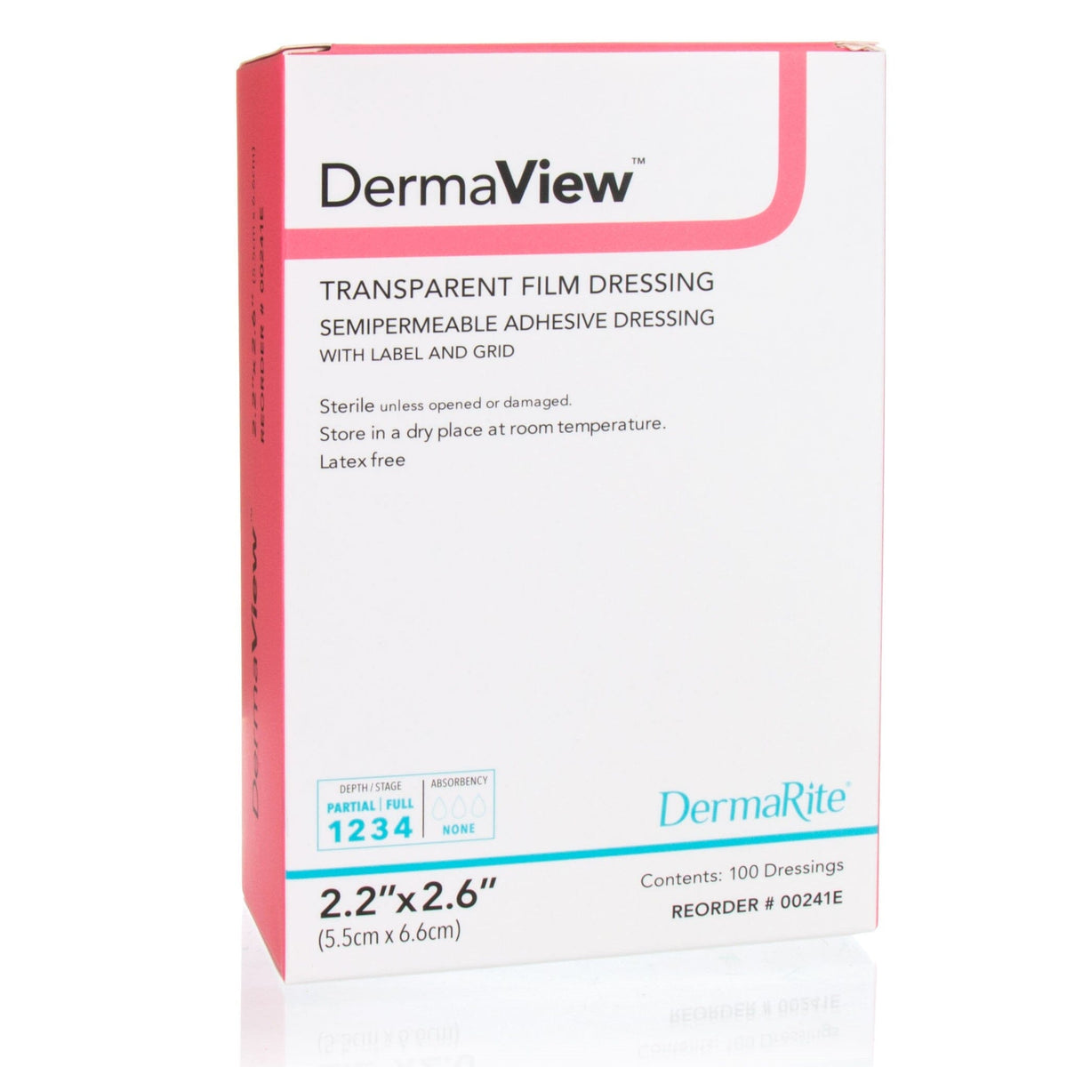 DermaView Transparent Semipermeable Adhesive Film Dressing, 2.2" x 2.6 ...