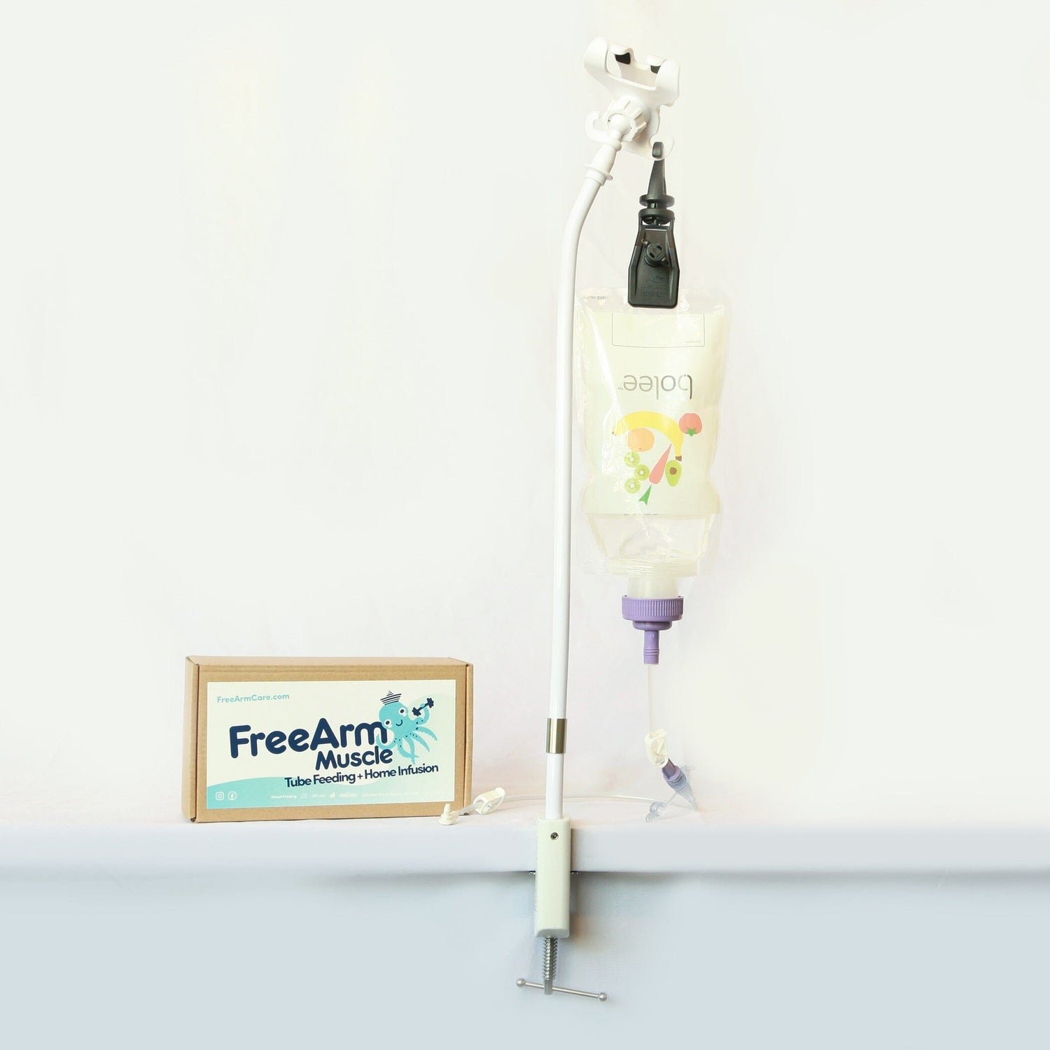 FreeArm Muscle Tube Feeding and Infusion Holder, White