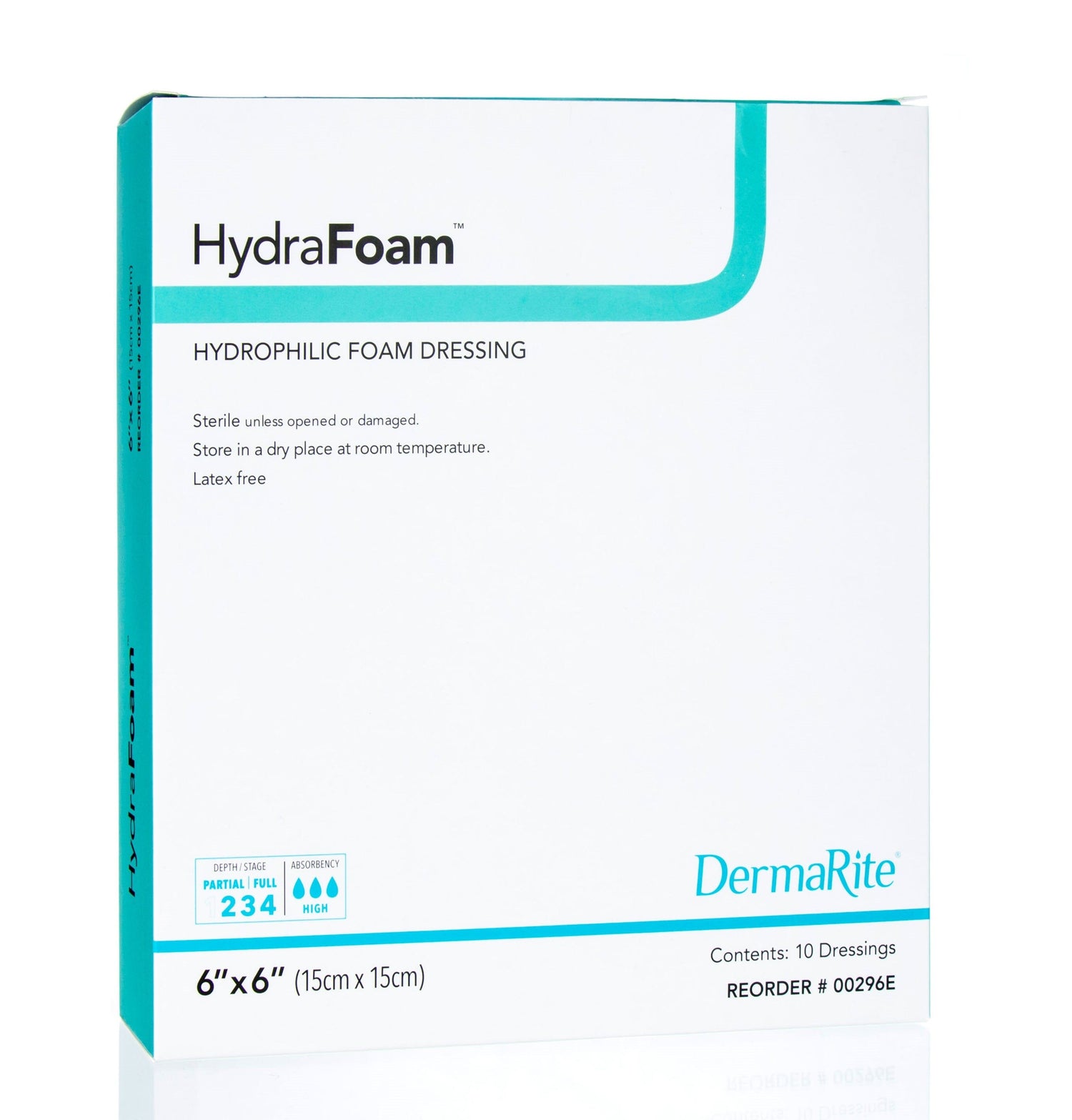 HydraFoam Hydrophilic Foam Dressing, 6" x 6"