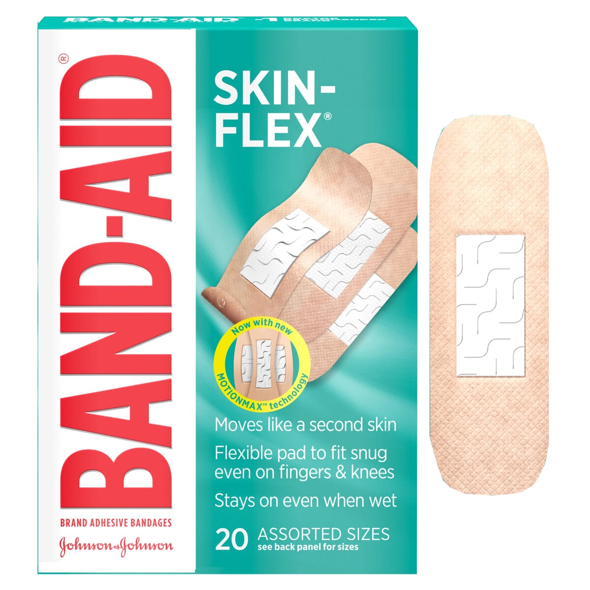 Johnson & Johnson Band-Aid® Skin-Flex® Adhesive Bandage, Assorted, 20
