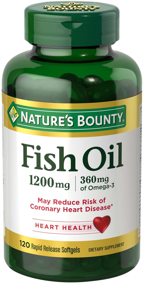 Nature's Bounty Fish Oil with Omega-3 and Omega-6 Softgels, 1200mg, 12 ...