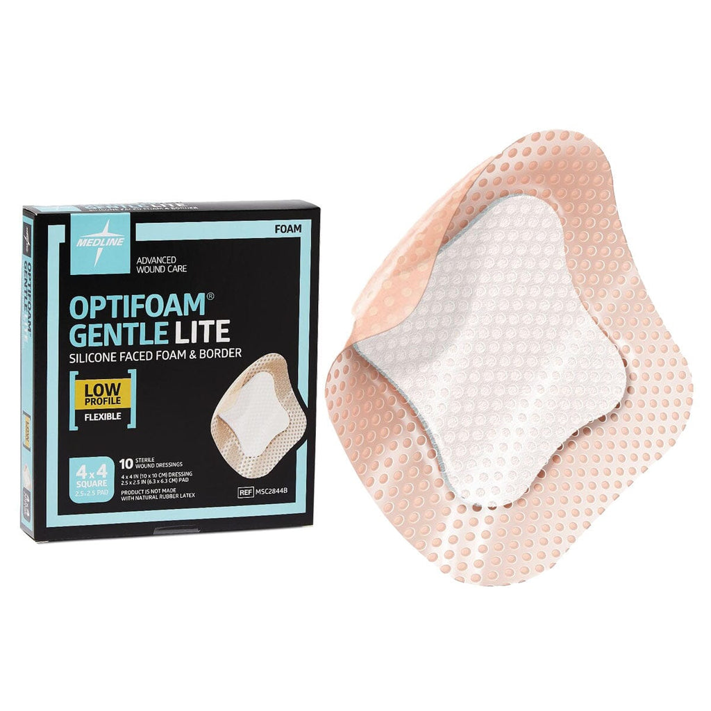 Optifoam® Gentle Lite Foam Dressing, with Border, 4" x 4"